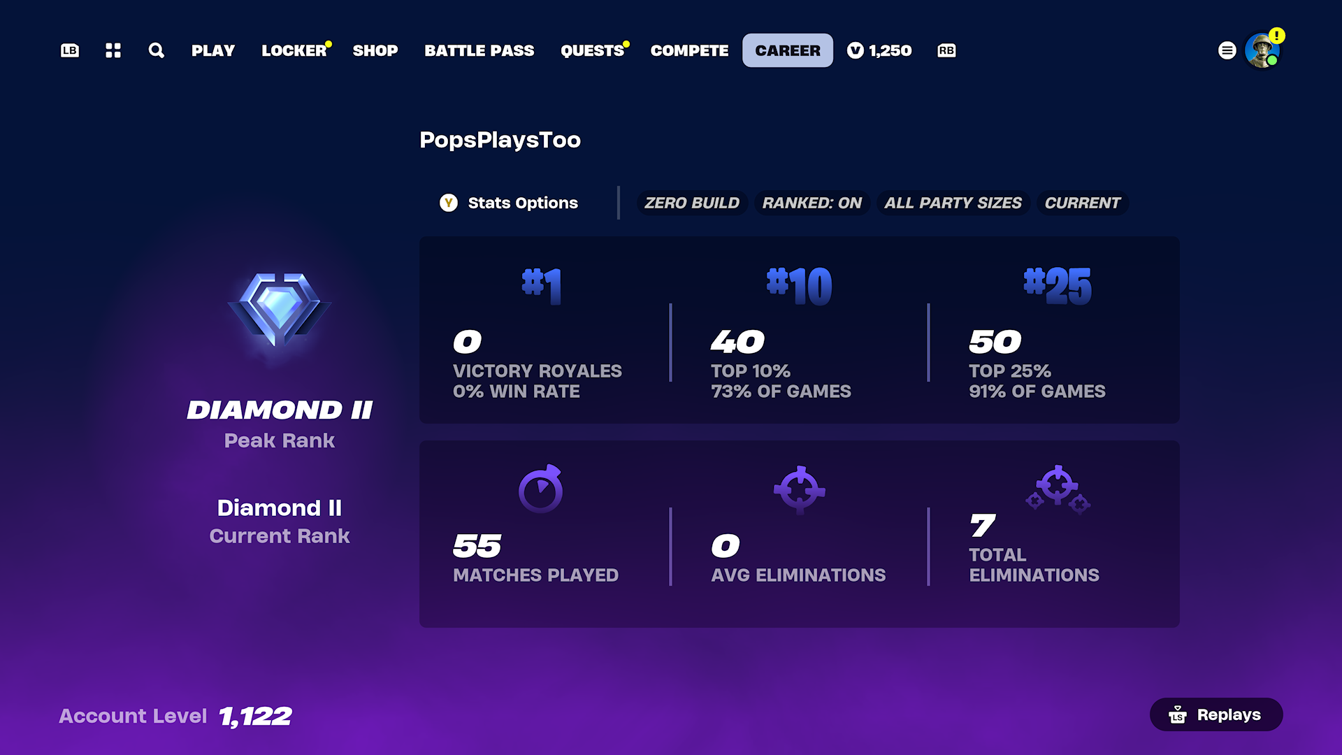 Ranking Up - Zero Builds - PopsPlaysToo - Ranked "Unreal" for last 9 ...